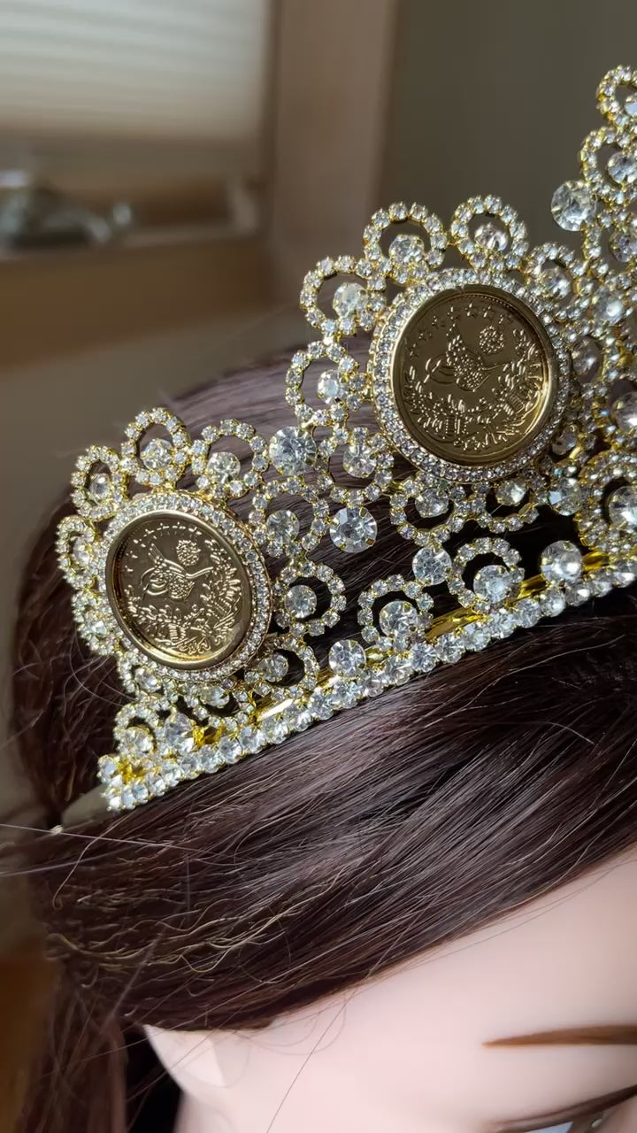 Halhul Gold coins crown luxurious high quality gold. – Noor Crowns